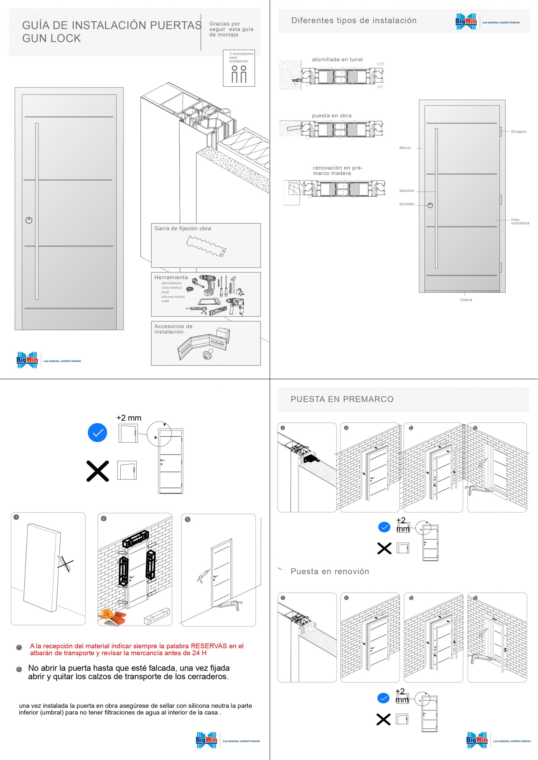 Guía de instalación de puertas - BIG WIN Guía de instalación de puertas - BIG WIN